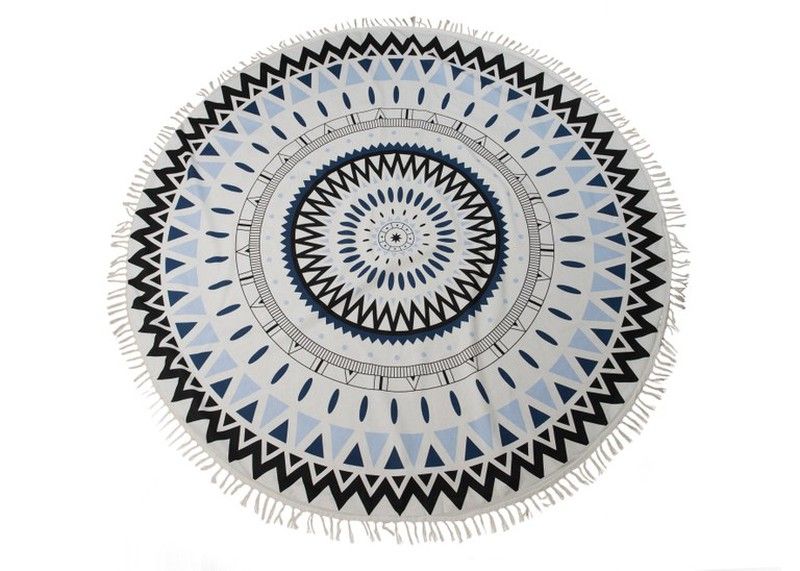 Plaid Mandala Blue-Black Diametro 170 — Cojines Para Jardin